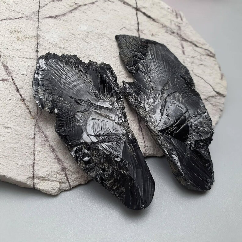 Rare Black Spinel Pair Slabs Thailand Gemstone for Wire Wrap, Jewelry ...