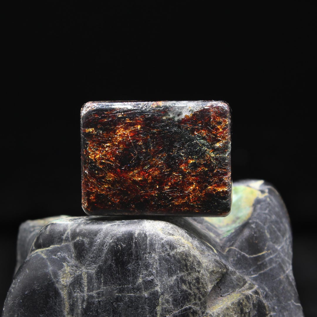 Rare Golden Astrophyllite Cabochon: Silky Sparkling Collectible, Russia ...