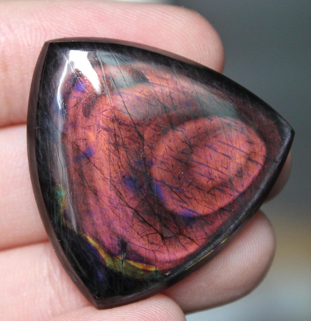 Rare Red Purple Spectrolite Cabochon, Hand Polished Finnish Gemstone ...