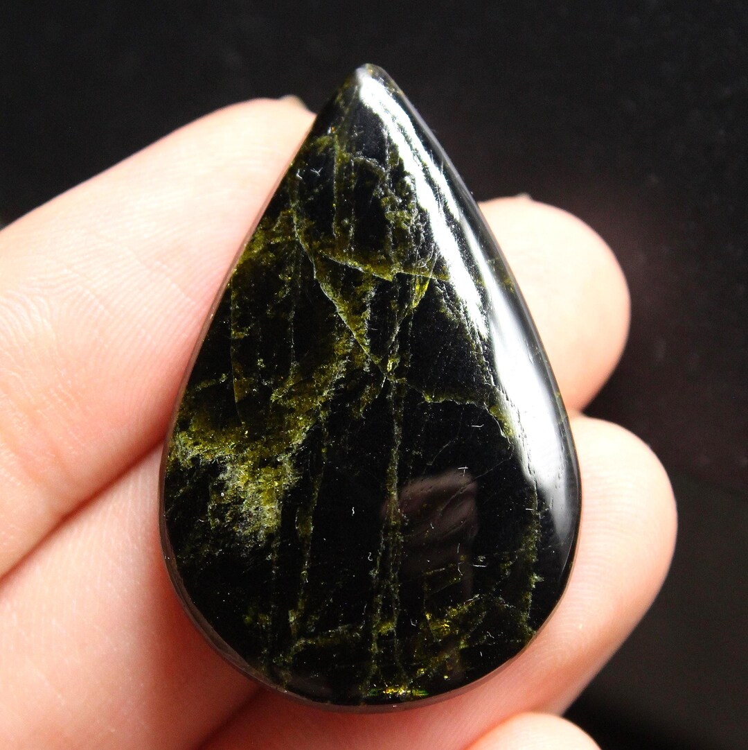 Rare Green Diopside From Kovdor Teardrop Cabochon Natural Russian ...