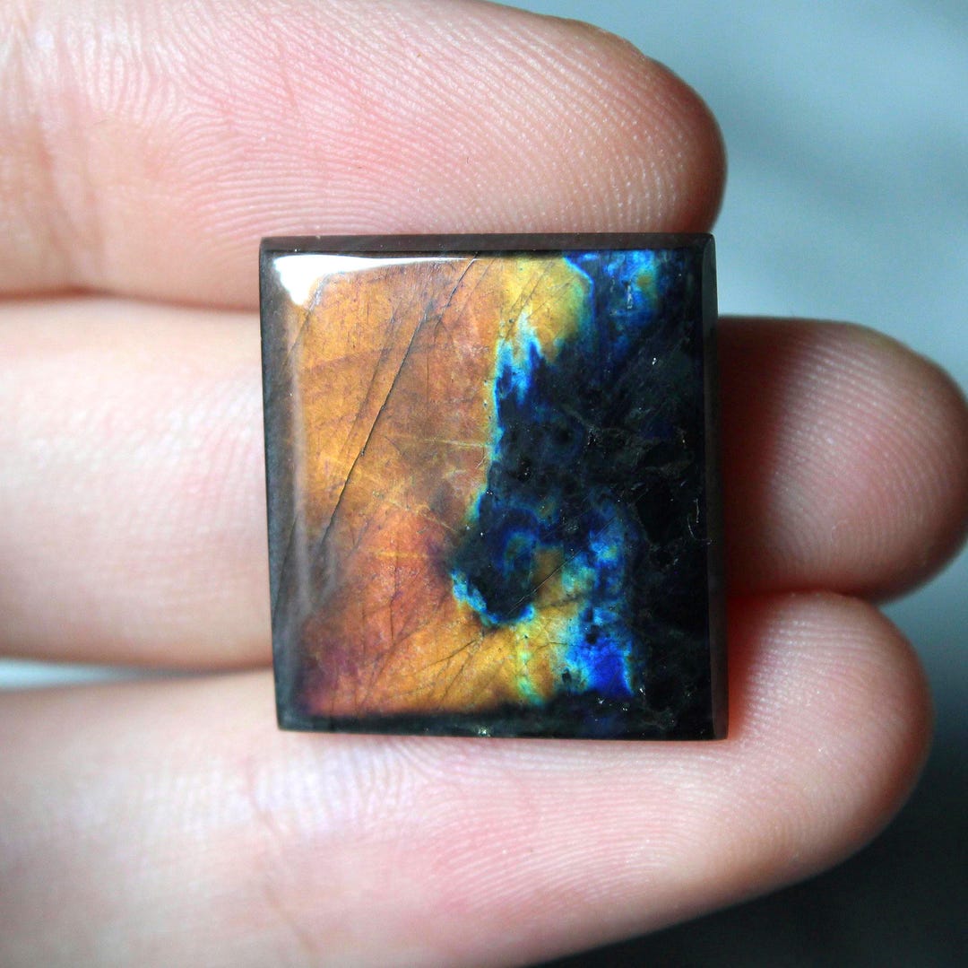Orange Finnish Spectrolite Hand-polished Cabochon Square 19x17 Mm ...