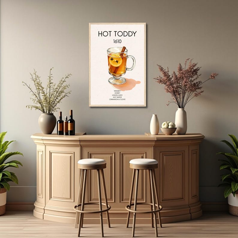 Hot Toddy Cocktail Bar Art Poster Print - Framed Retro Lounge Décor - Etsy