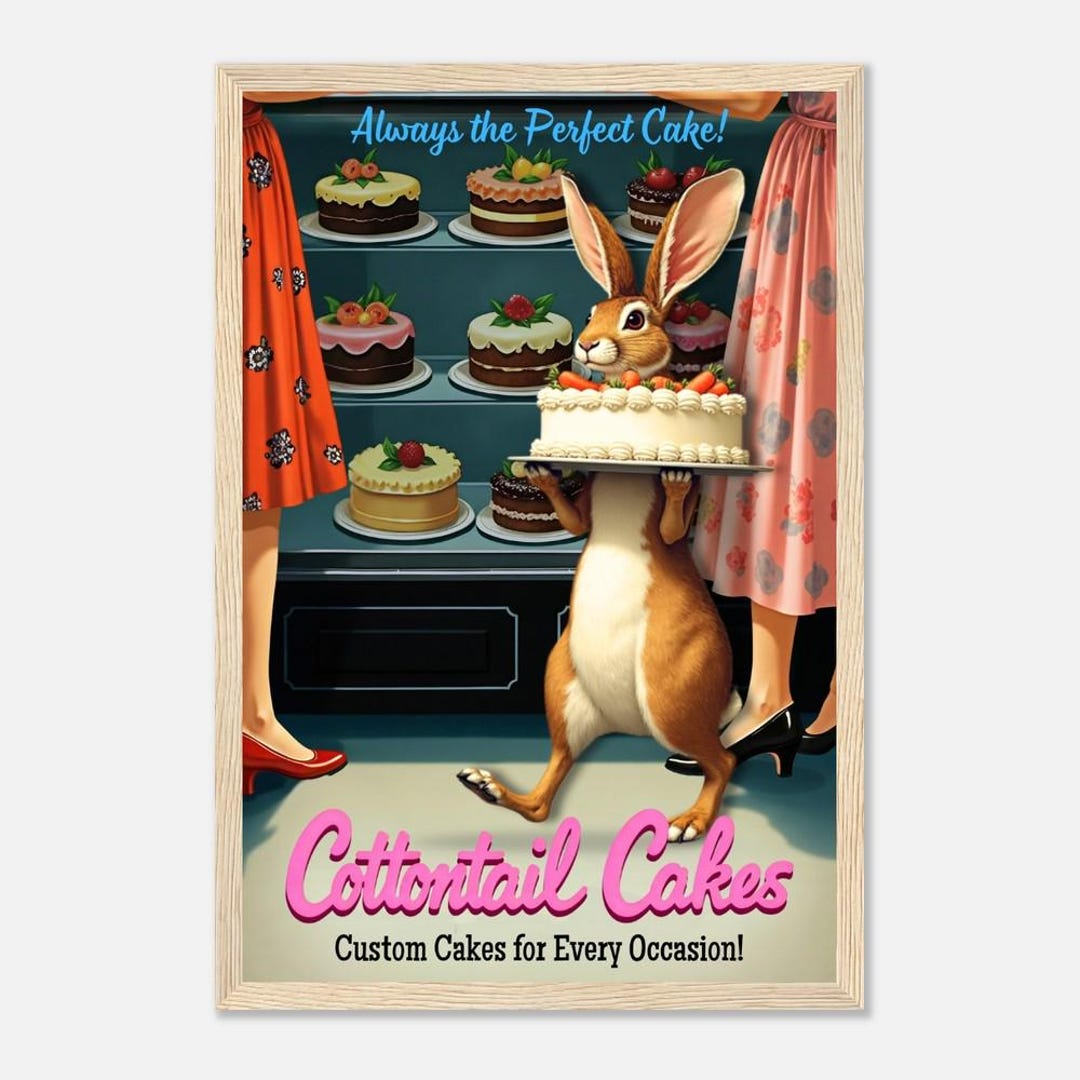 FRAMED - Cottontail Cakes - Vintage Poster Print- Retro Advertisement ...