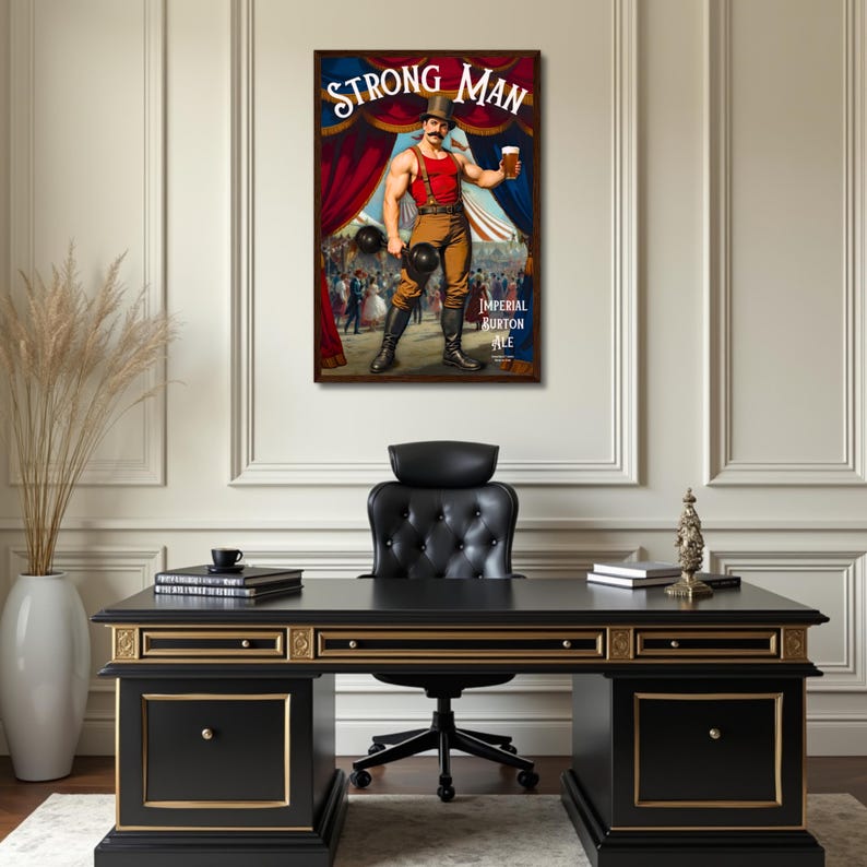 Vintage Circus Strongman Ale Poster Print – Framed Bar Decor - Etsy