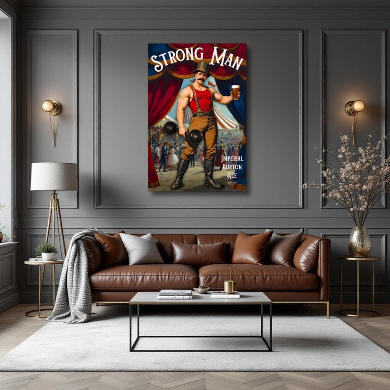 Vintage Circus Strongman Ale Poster Print – Framed Bar Decor - Etsy