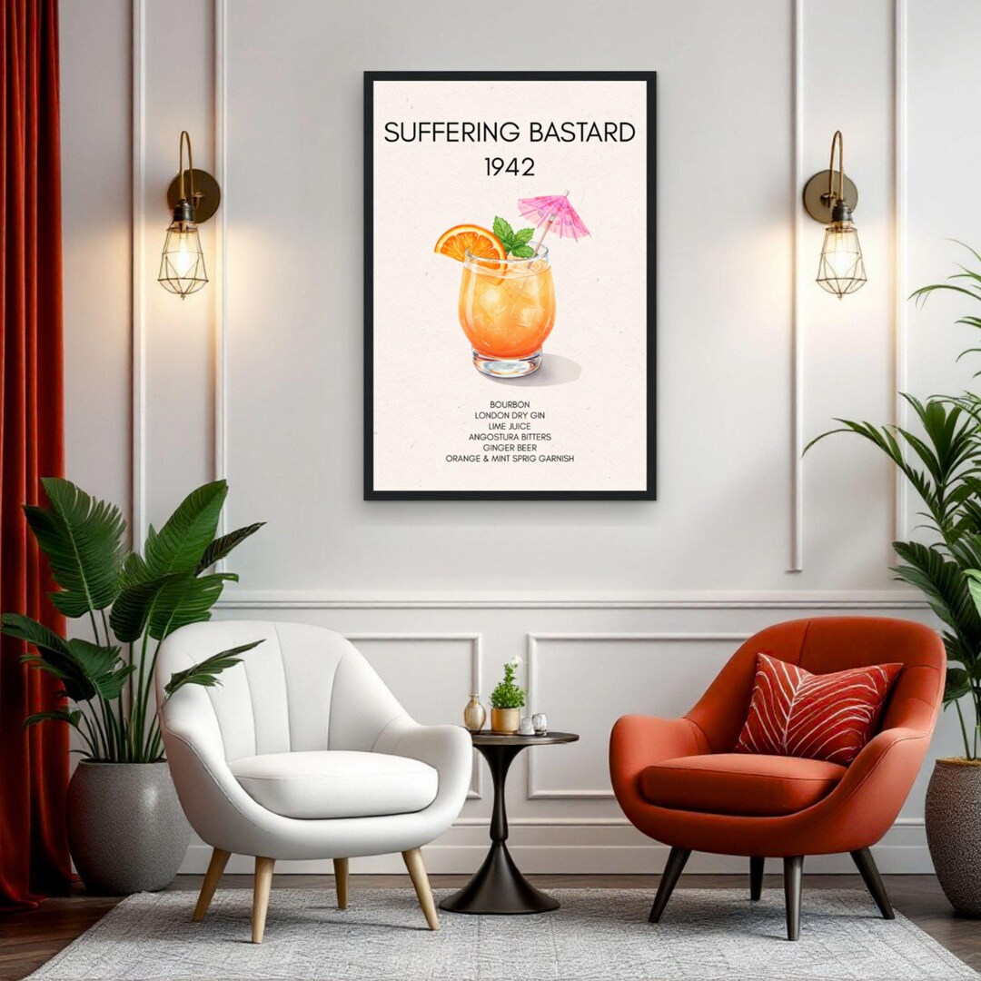 Suffering Bastard Tiki Bar Poster Print - Retro Tropical Wall Décor - Etsy