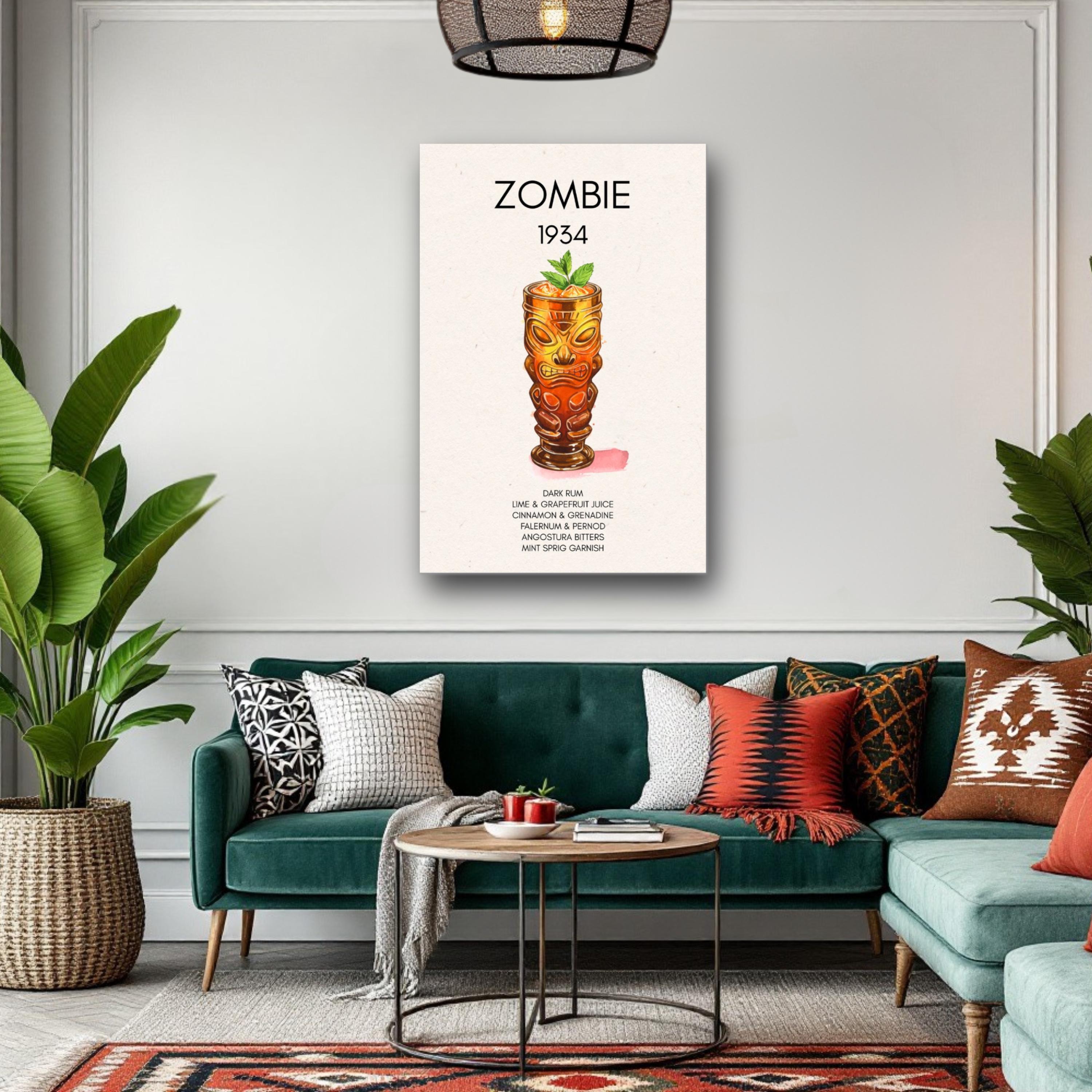 Zombie Cocktail Tiki Bar Poster Print - Framed Retro Lounge Décor - Etsy