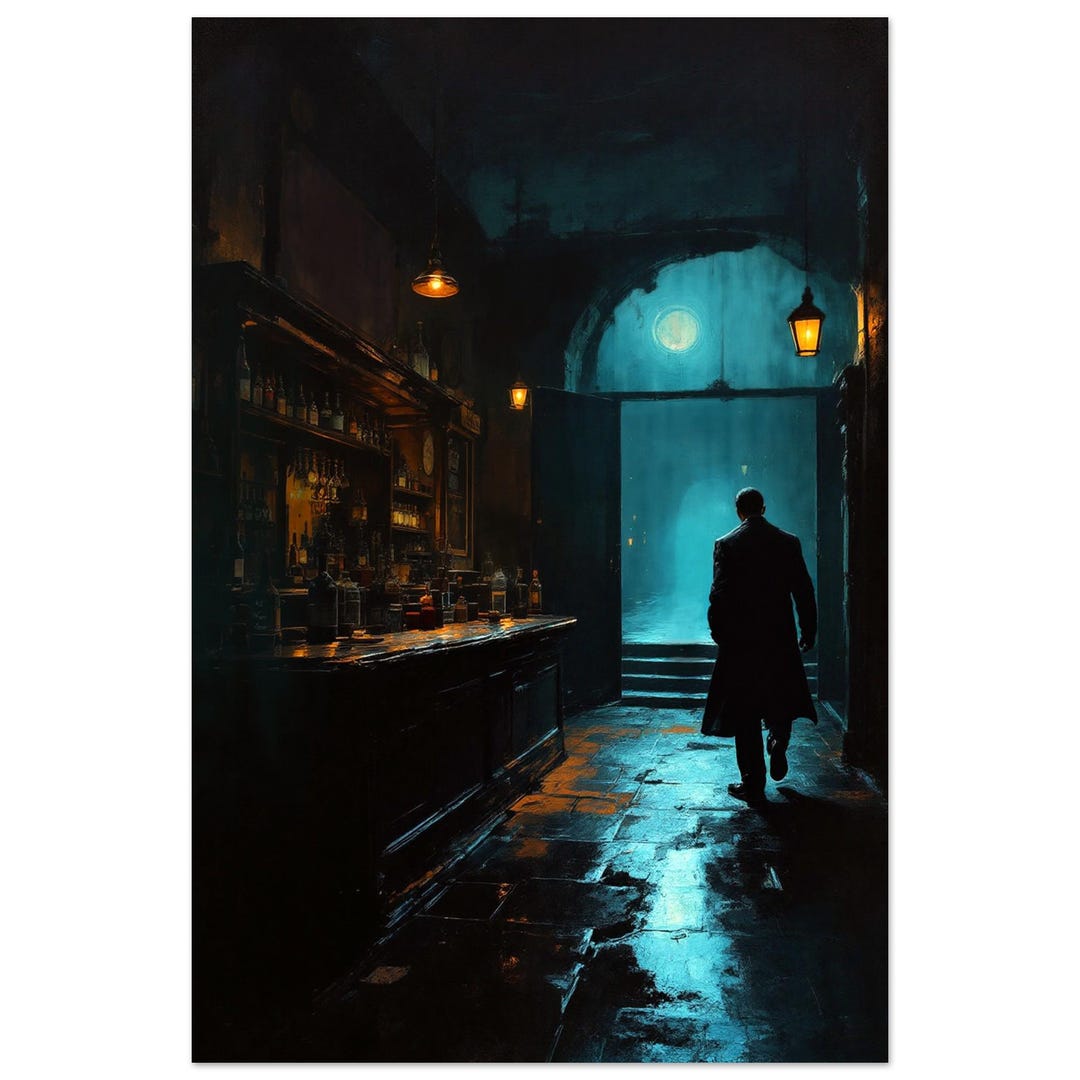 Bootleg Speakeasy Bar Art Print - Film Noir Moody Night Scene - 1920s ...