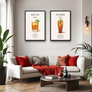 Zombie Cocktail Tiki Bar Poster Print - Framed Retro Lounge Décor - Etsy