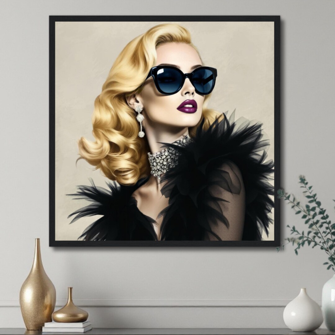 Diamond Girl Vintage Fashion Art Print - Retro Glamour Wall Art - Chic ...