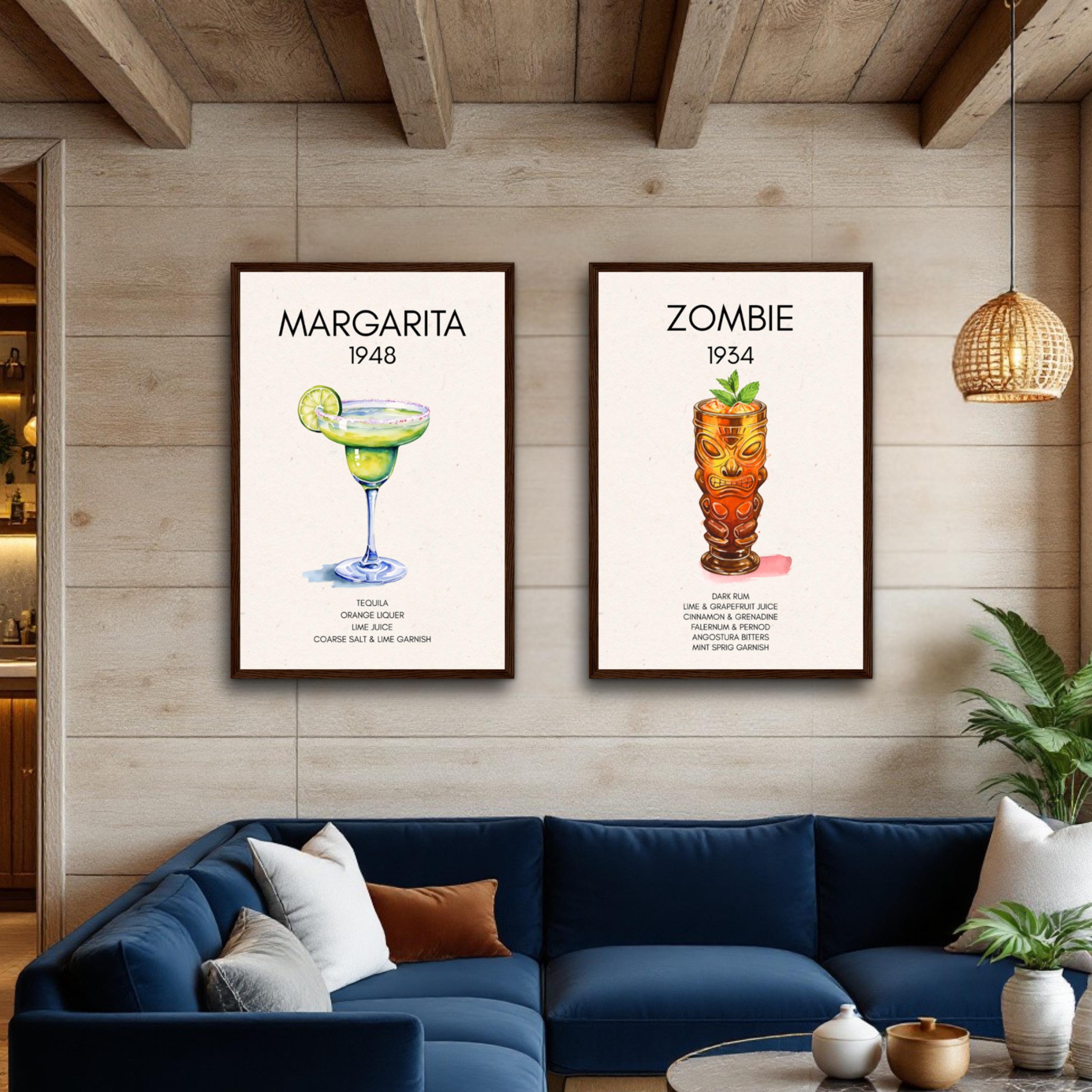 Zombie Cocktail Tiki Bar Poster Print - Framed Retro Lounge Décor - Etsy
