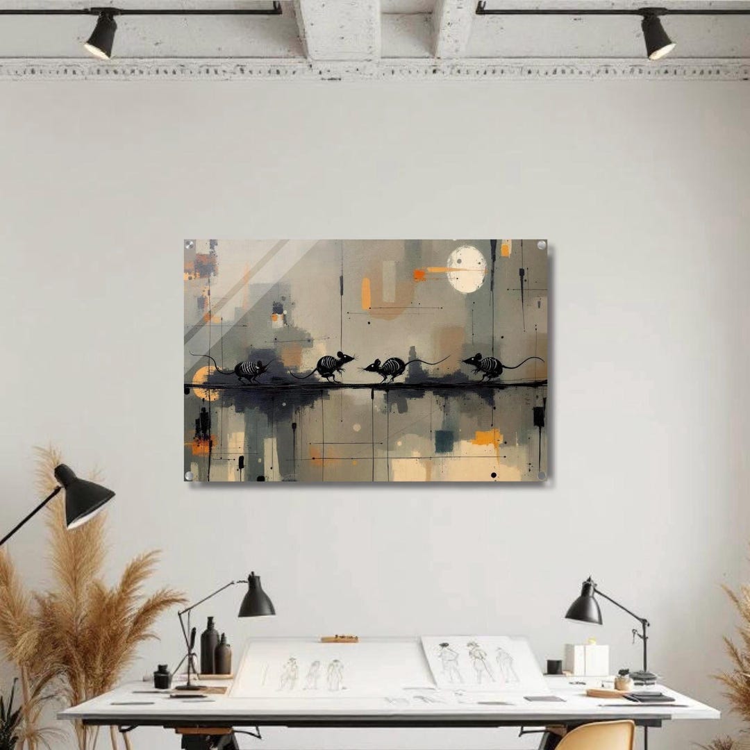 Abstract Running Mice Art Poster Print - Framed Modern Wall Decor - Etsy