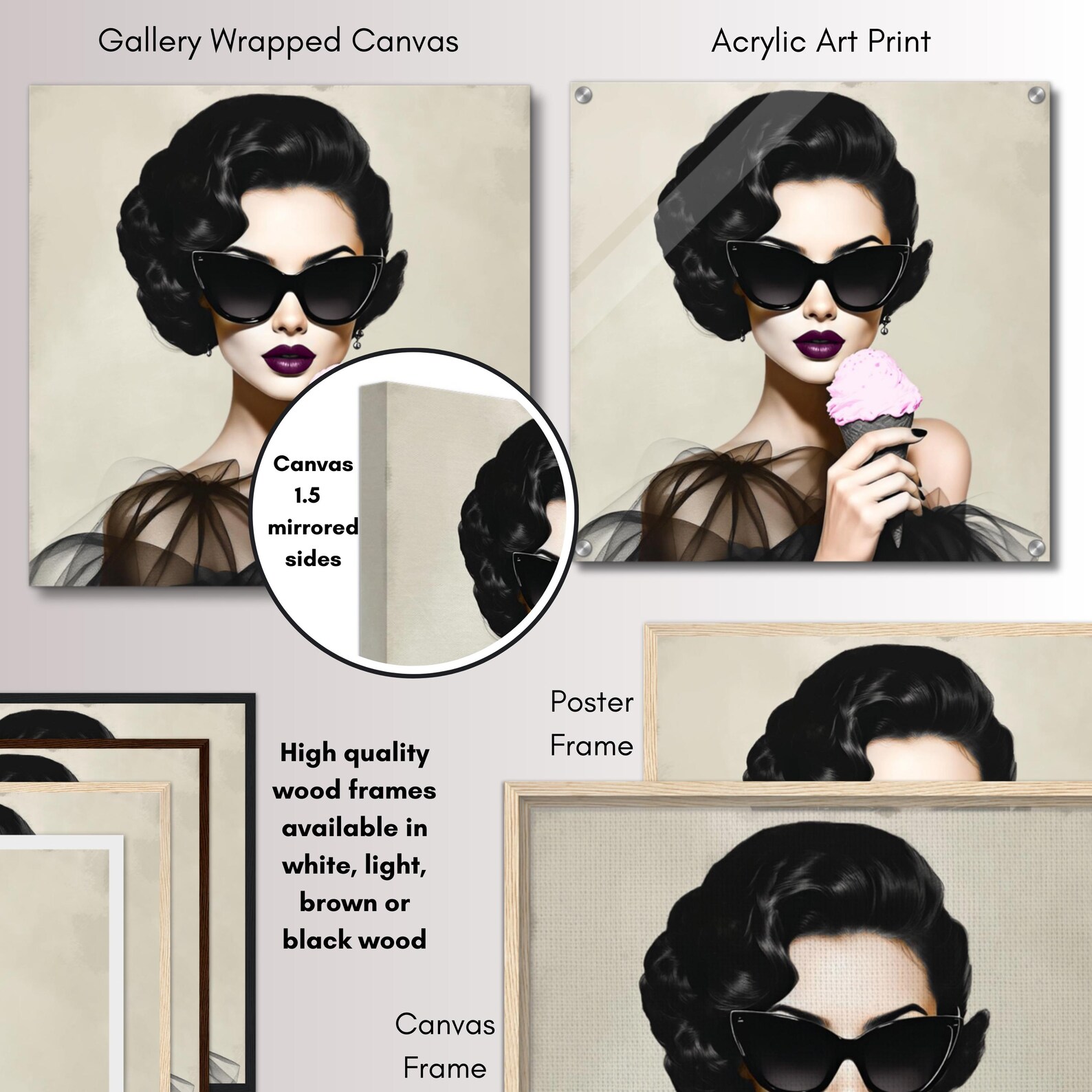 Retro Glam Fashion Model Art Poster Print - Framed Chic Wall Decor - Etsy