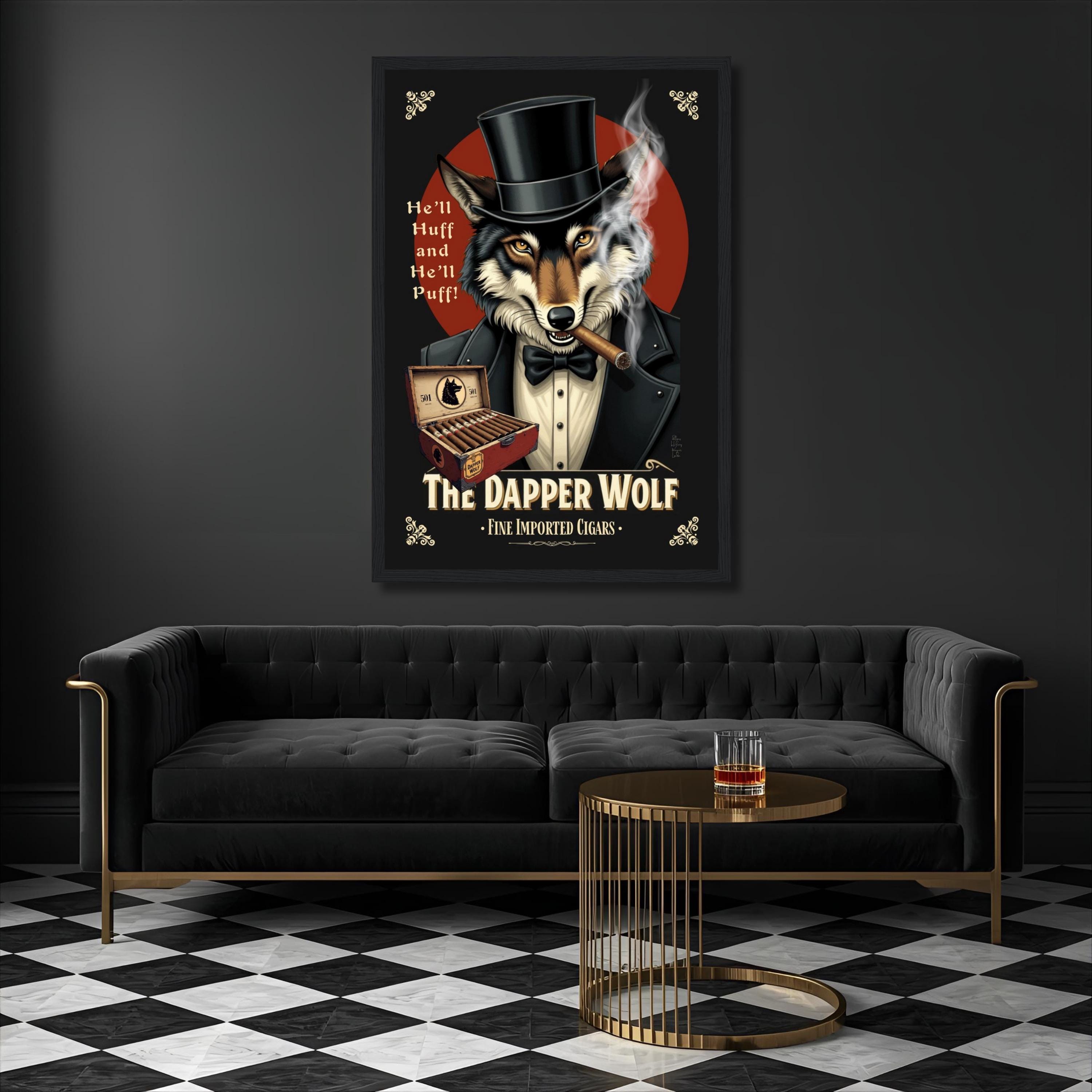 Smoking Wolf Retro Cigar Art Print – Vintage Speakeasy Bar Decor - Etsy