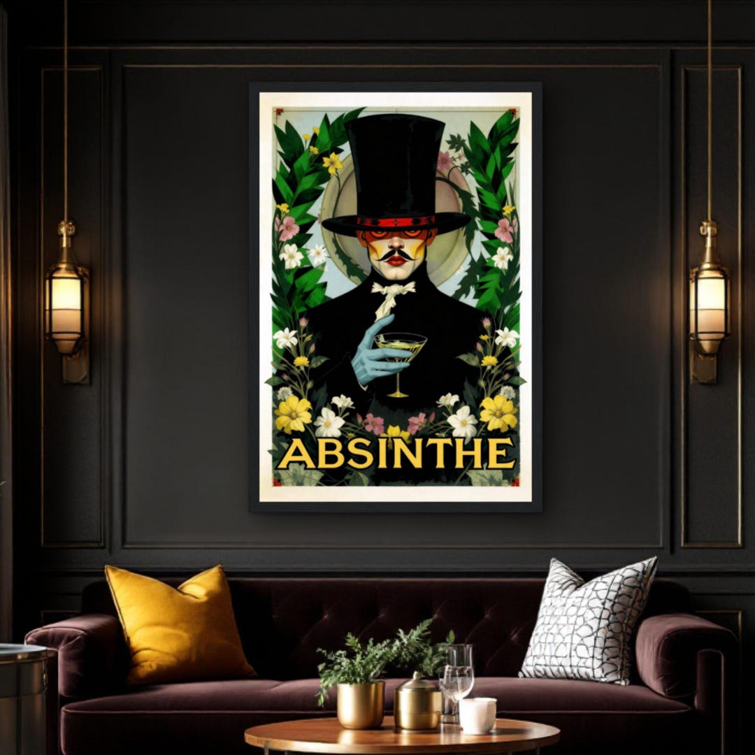 Vintage Absinthe Cocktail French Poster Print - Art Nouveau Wall Decor ...