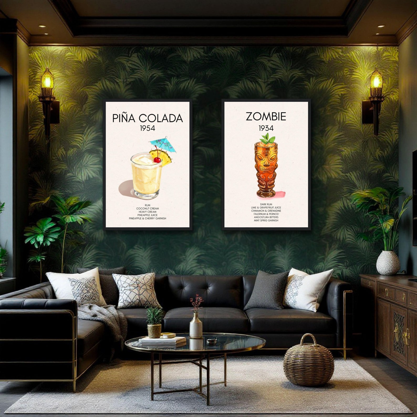 Zombie Cocktail Tiki Bar Poster Print - Framed Retro Lounge Décor - Etsy