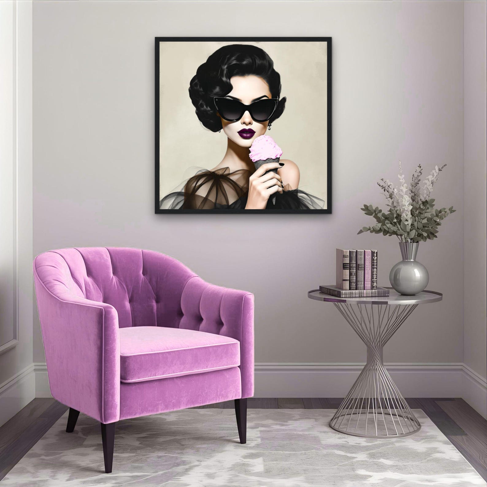 Retro Glam Fashion Model Art Poster Print - Framed Chic Wall Decor - Etsy