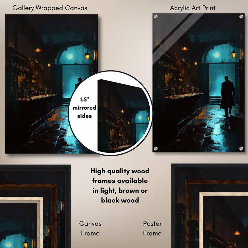 Bootleg Speakeasy Bar Art Print - Film Noir Moody Night Scene - 1920s ...