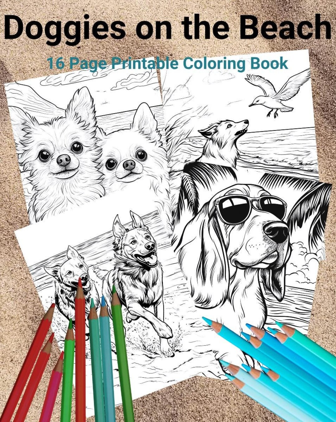 Doggies on the Beach: A Colouring Book for Dog Lovers - Etsy