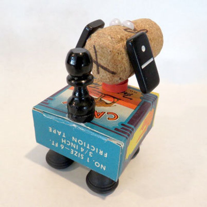 Assemblage Art Mini Mutt Tiny Dog Box Figure Camel Friction Tape Box ...
