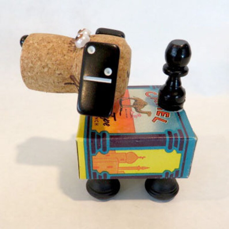 Assemblage Art Mini Mutt Tiny Dog Box Figure Camel Friction Tape Box ...
