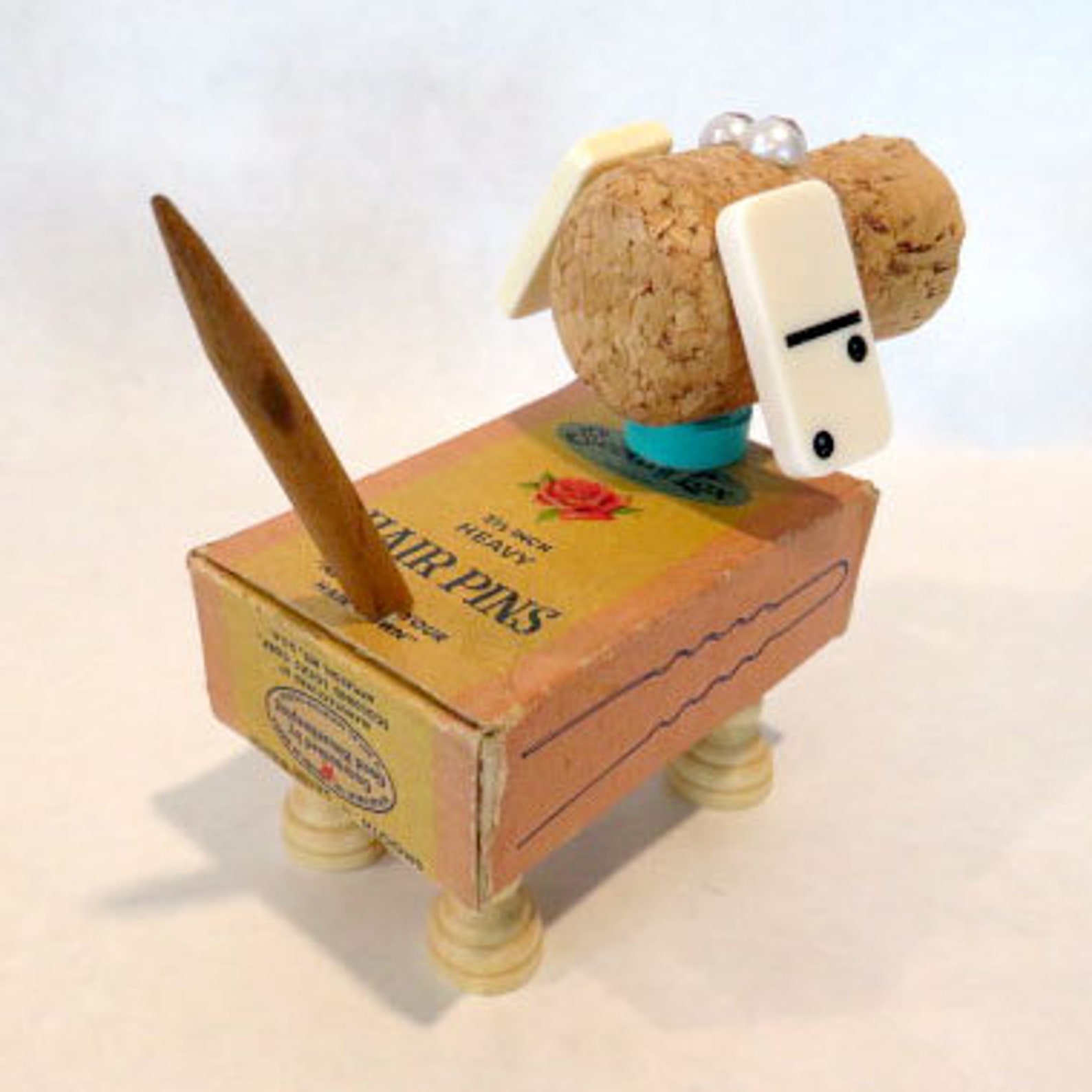Assemblage Art Mini Mutt Tiny Dog Pink Hair Pin Box Figure - Etsy