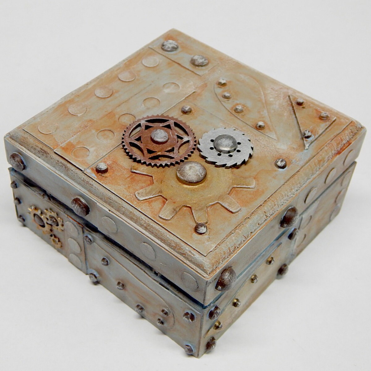 Steampunk Style Treasure Box Small Jewelry Assemblage Light Blue - Etsy