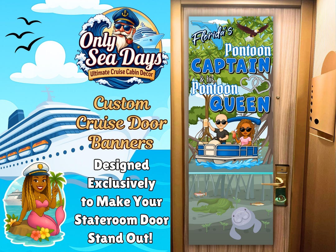 Custom Cruise Door Banner – Pontoon Captain & Queen, Personalized Cabin ...