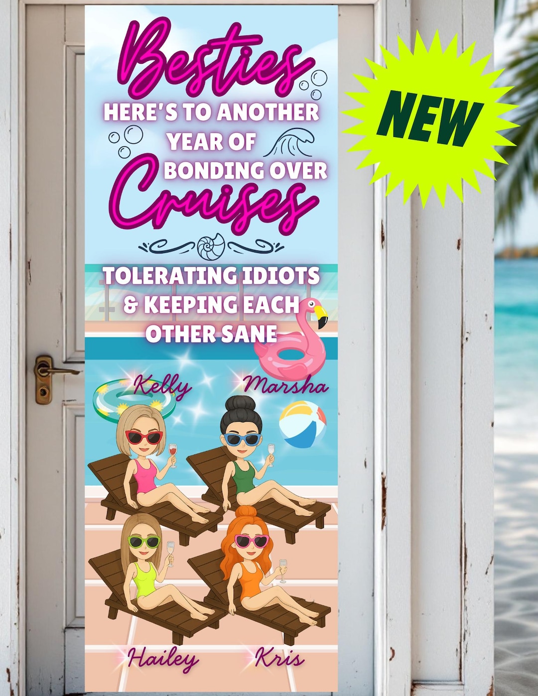 Cruise Cabin Door Banner for Best Friends – Cute Poolside Design With ...