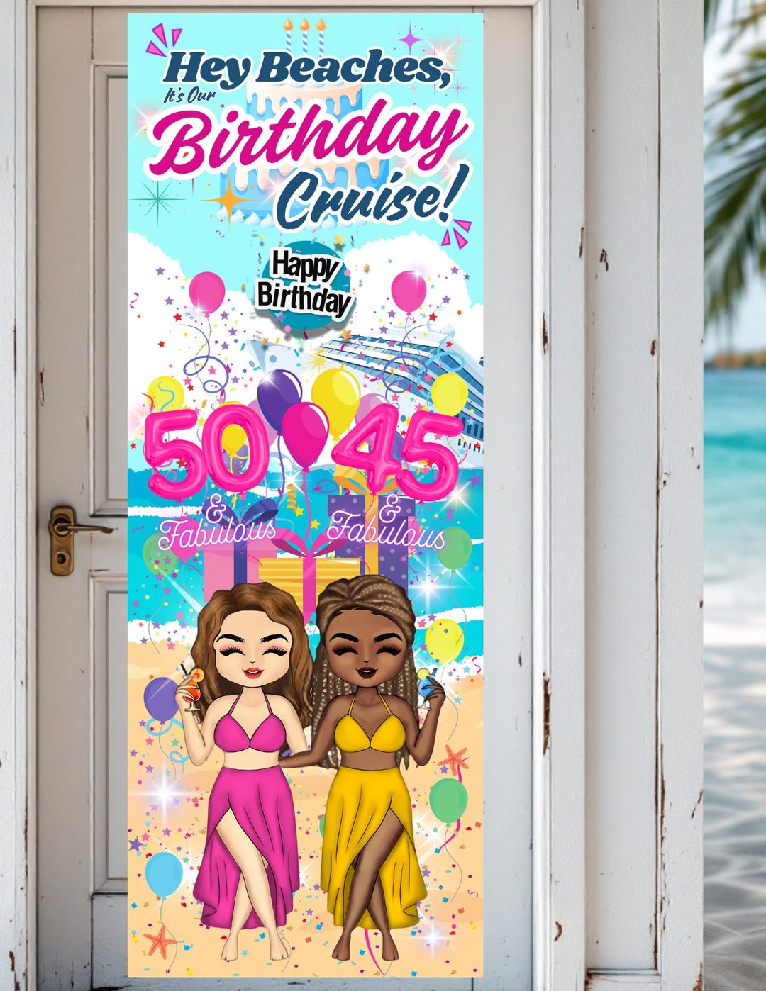 Custom Cruise Cabin Door Banner – Besties Birthday - Etsy