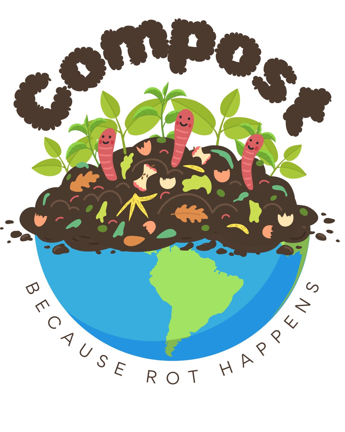 Compost PNG SVG – Eco Clipart, Funny Earth Day Design, Worm ...