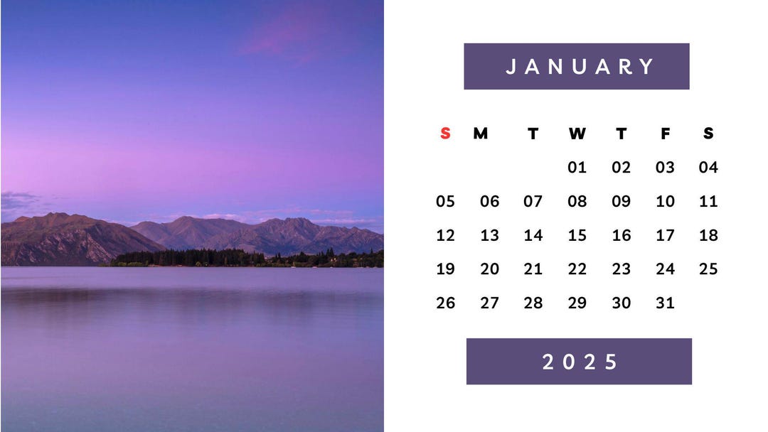 Digital Purple Nature Photo Calendar 2025 - Etsy