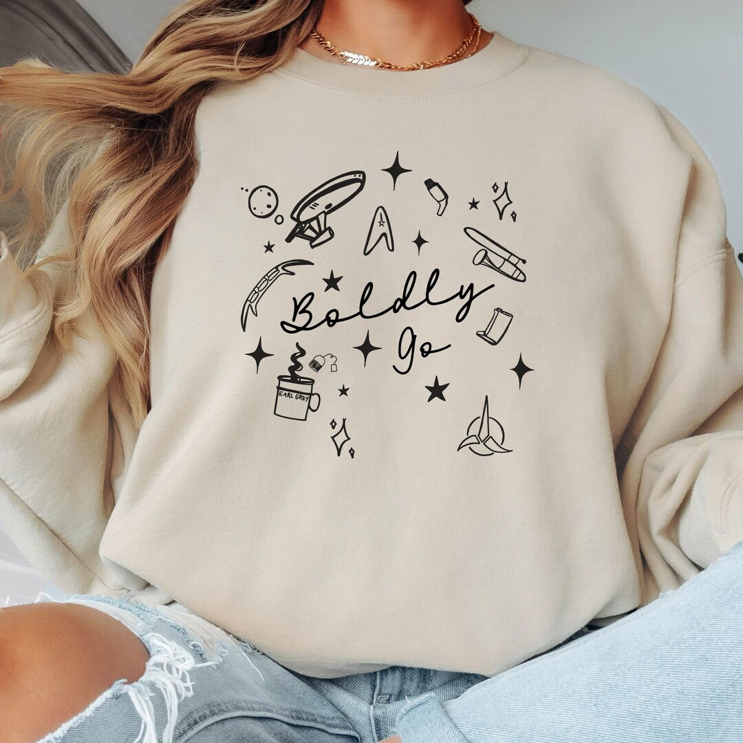 Star Trek Boldly Go Doodle Sweatshirt, Sci-fi Graphic Sweatshirt ...