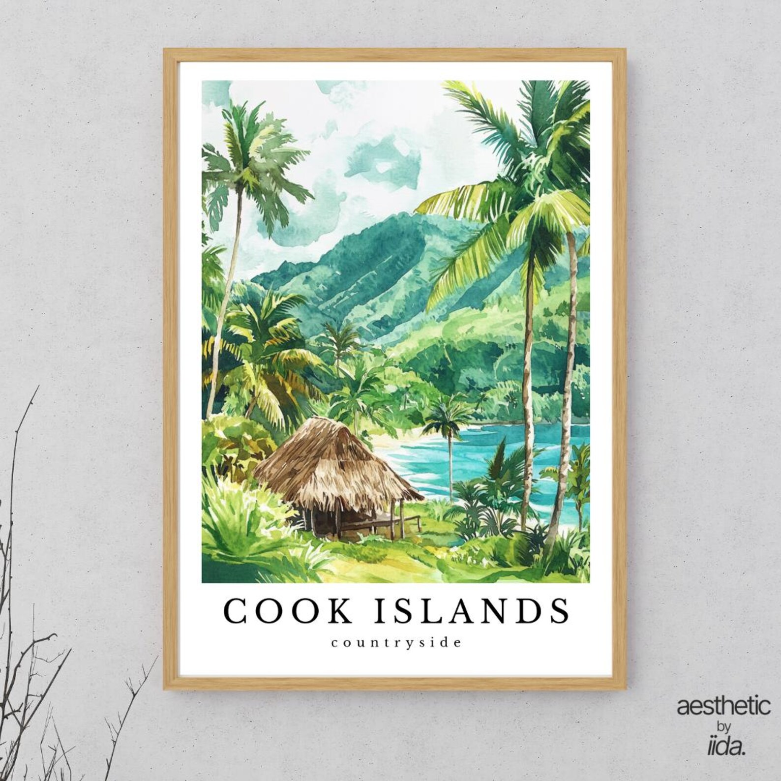 Cook Islands Countryside Wall Art – Minimalist Print – Tropical Island ...