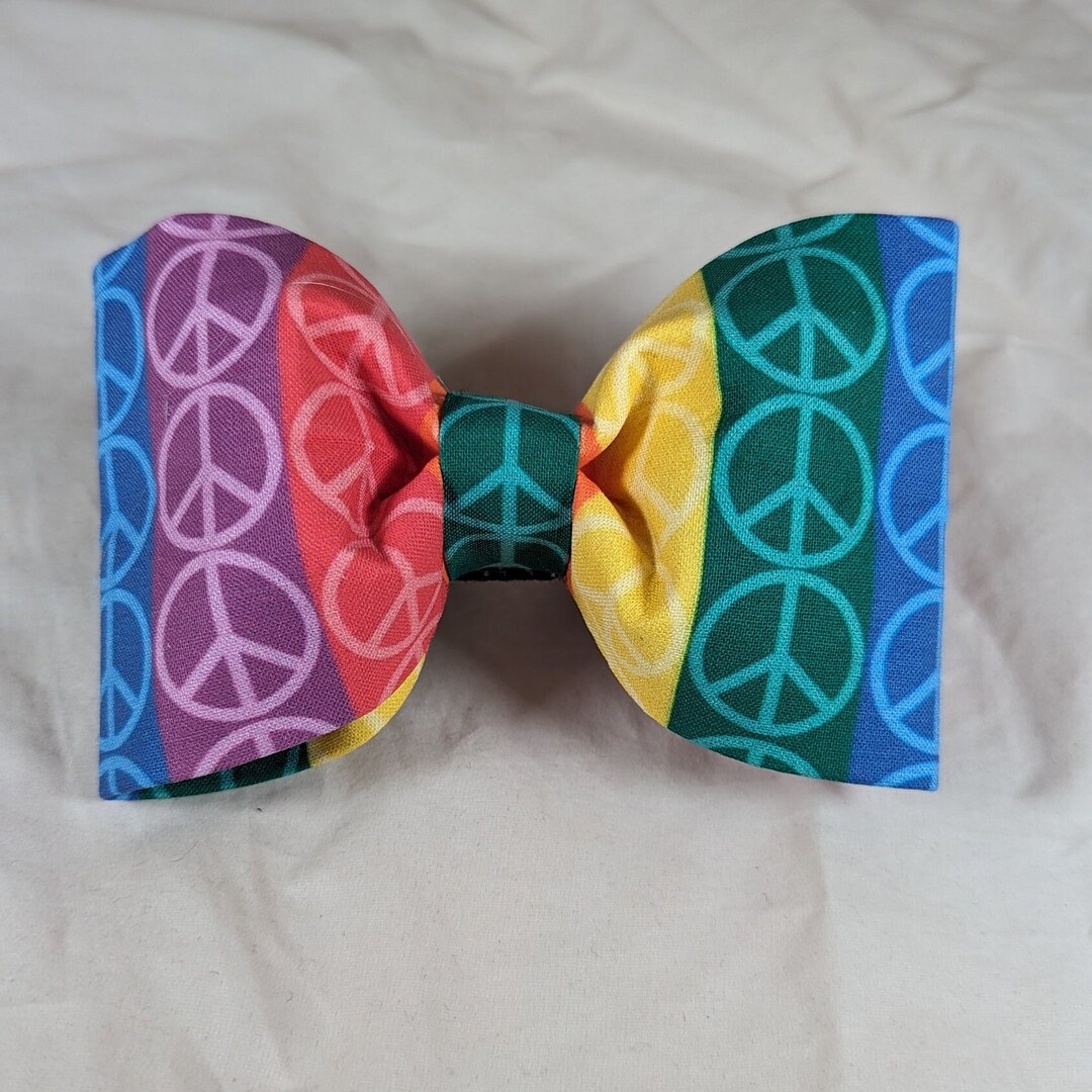 Rainbow Peace Sign Bow Collar Accessories - Etsy