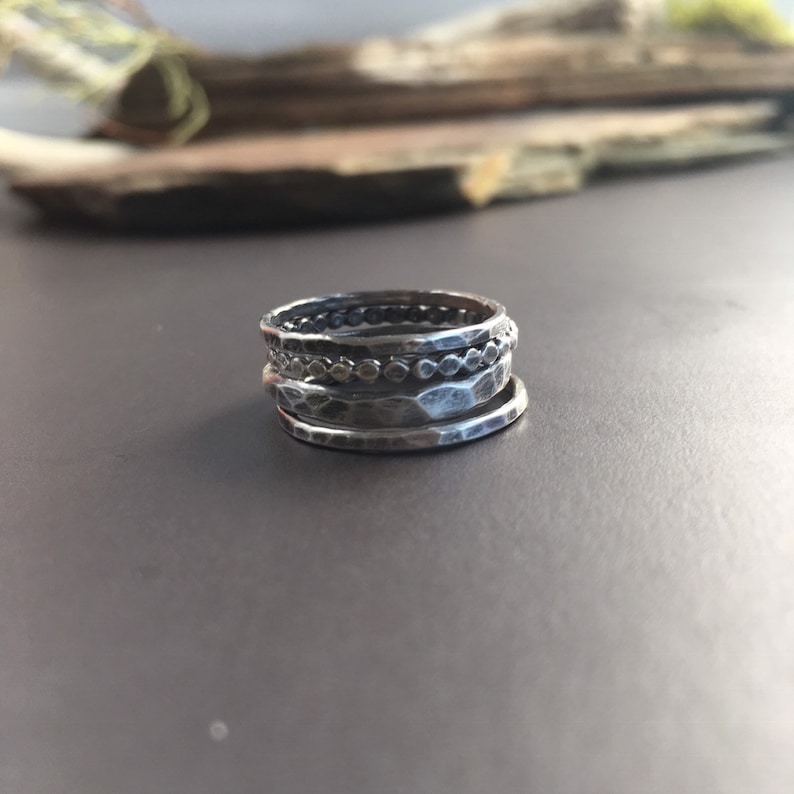 Sterling Silver Stacking Ring Set Skinny Stackable Rings - Etsy