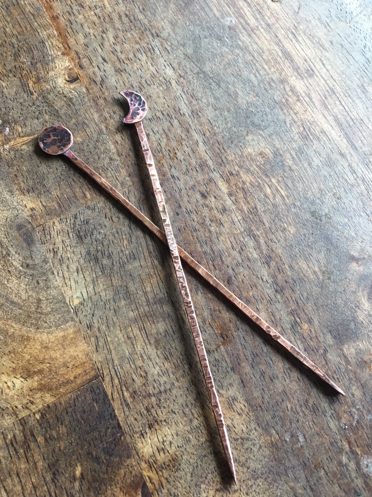 Moon Phase Hair Sticks Copper Crescent Moon and Full Moon Hair - Etsy
