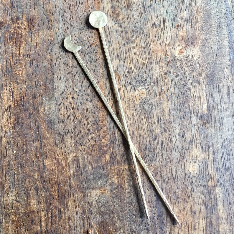 Moon Phase Hair Sticks Copper Crescent Moon and Full Moon Hair - Etsy