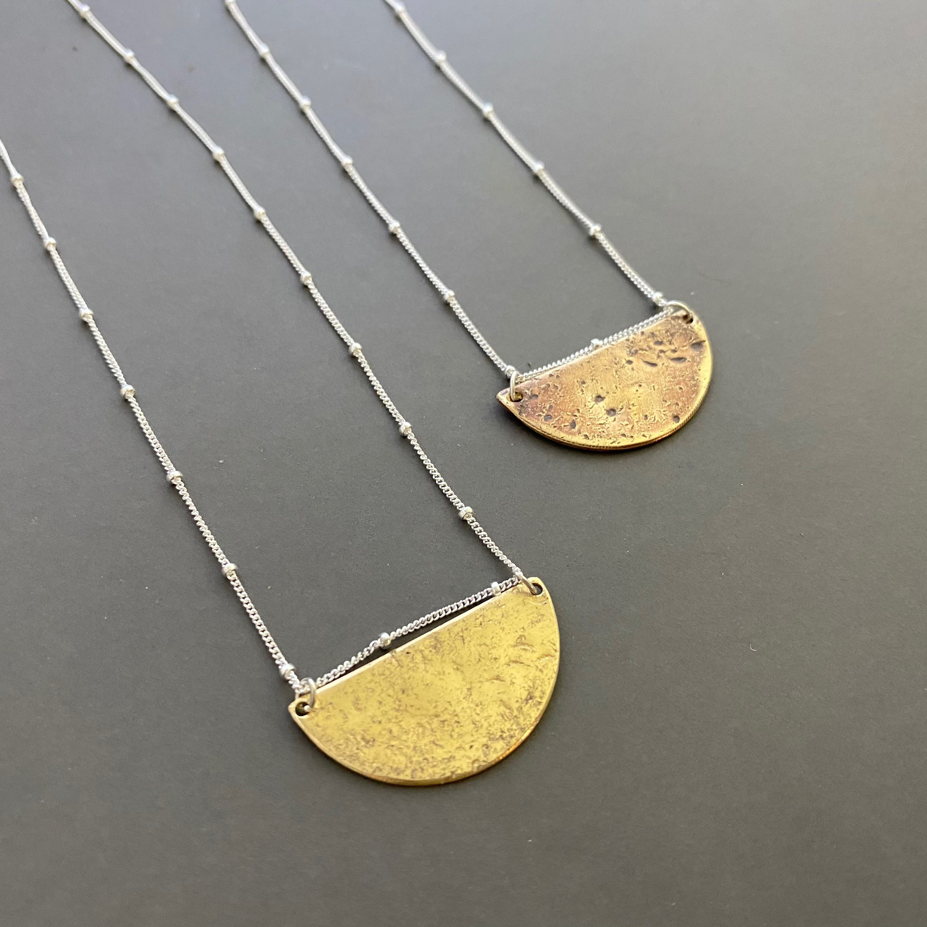 Mixed Metal Half Moon Necklace Sterling Silver and Brass - Etsy