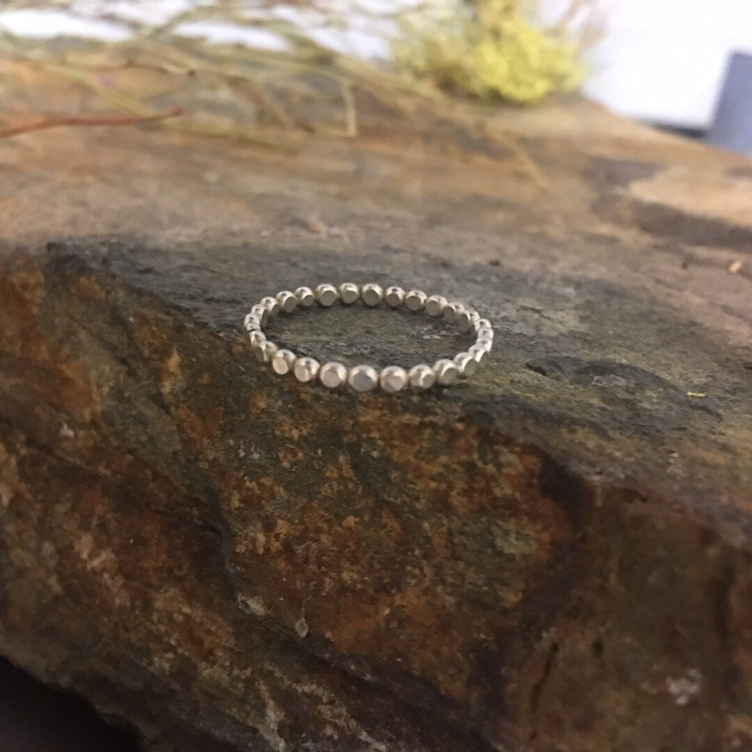 Sterling Silver Beaded Stacking Ring Skinny Silver Dot Ring - Etsy