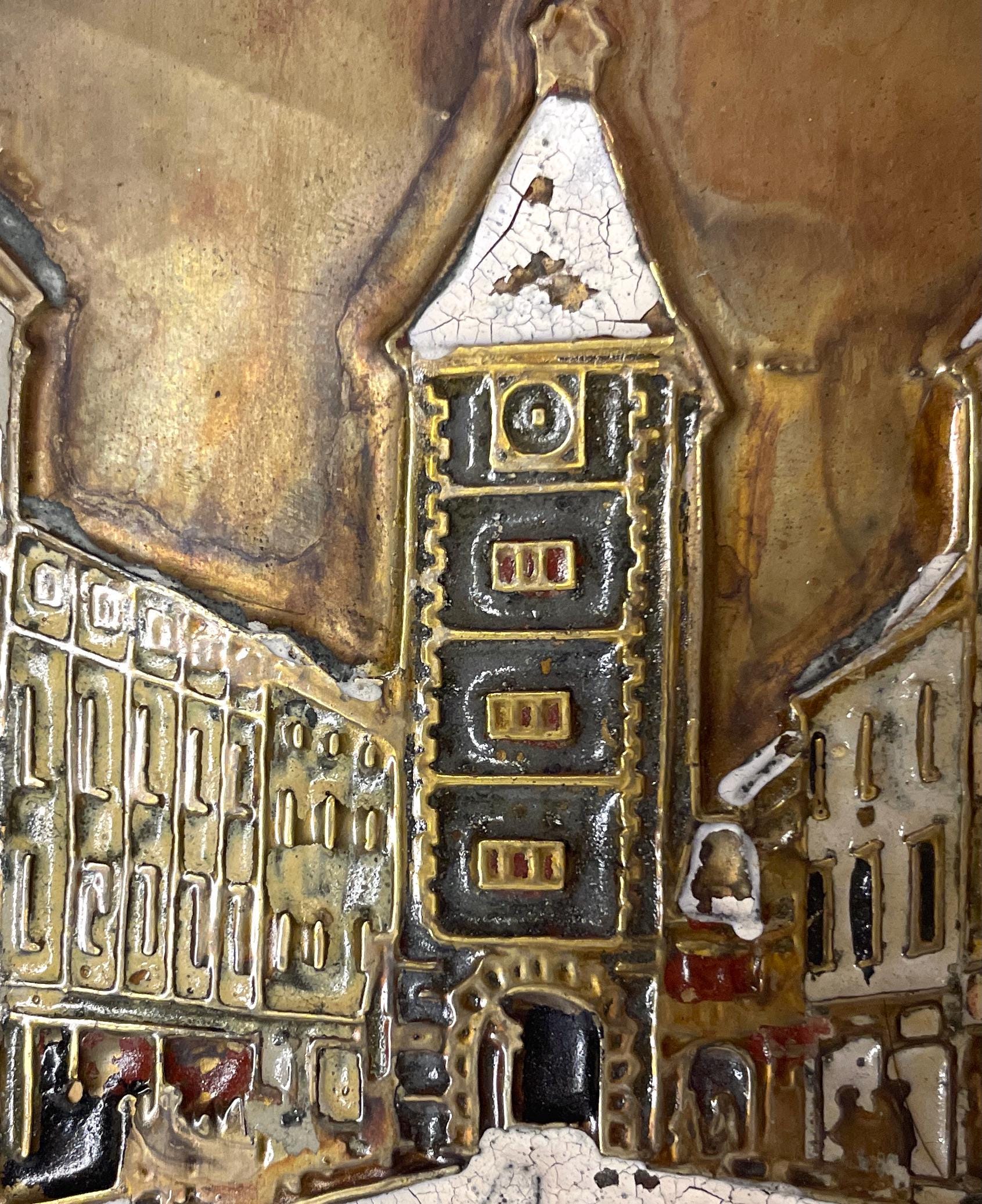 Vintage Pair of Austrian Metal Relief Art Town Scenes Enamel Artwork - Etsy