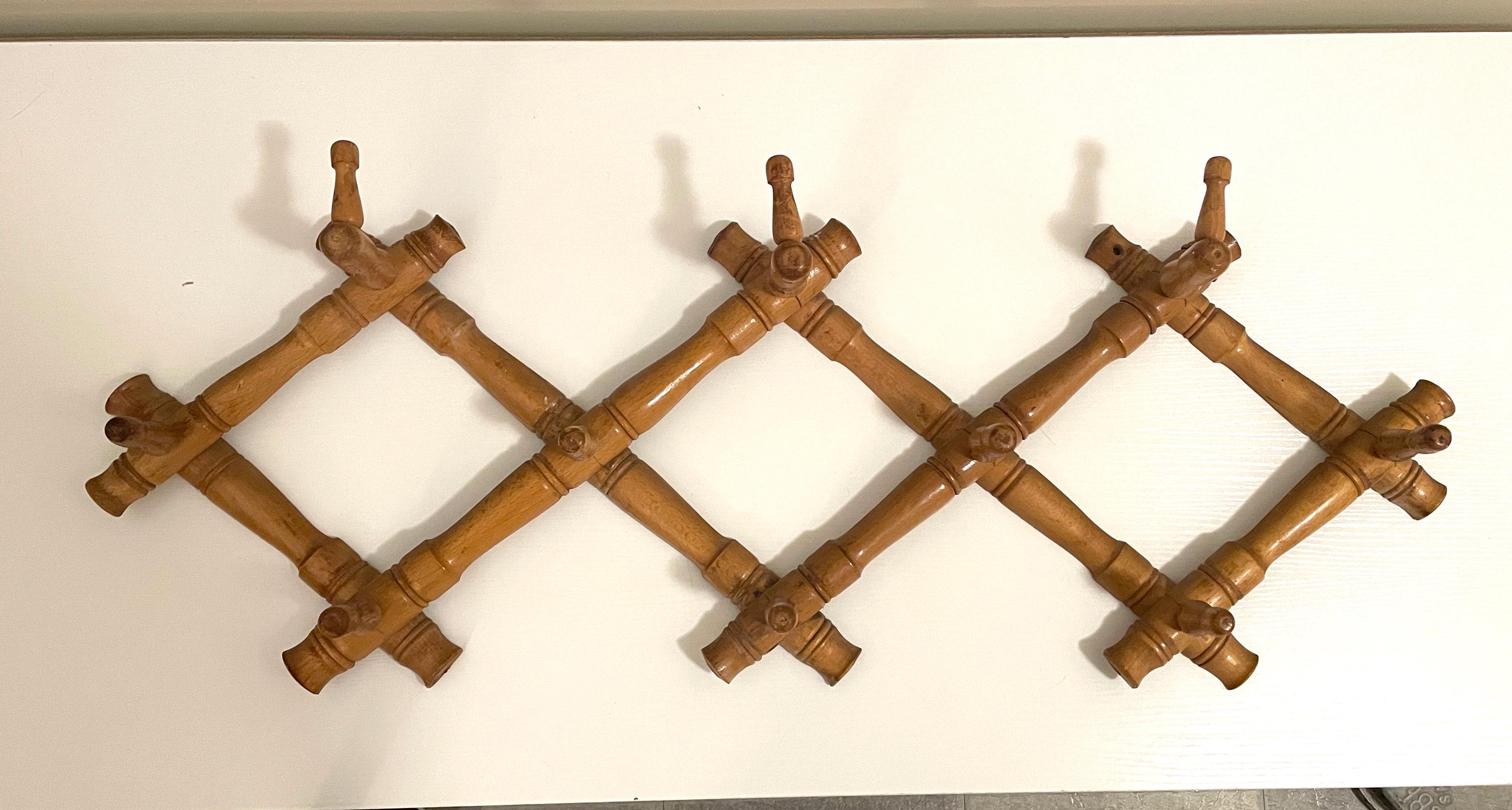 Vintage French Faux Bamboo Wood Expanding Peg Rack - Etsy