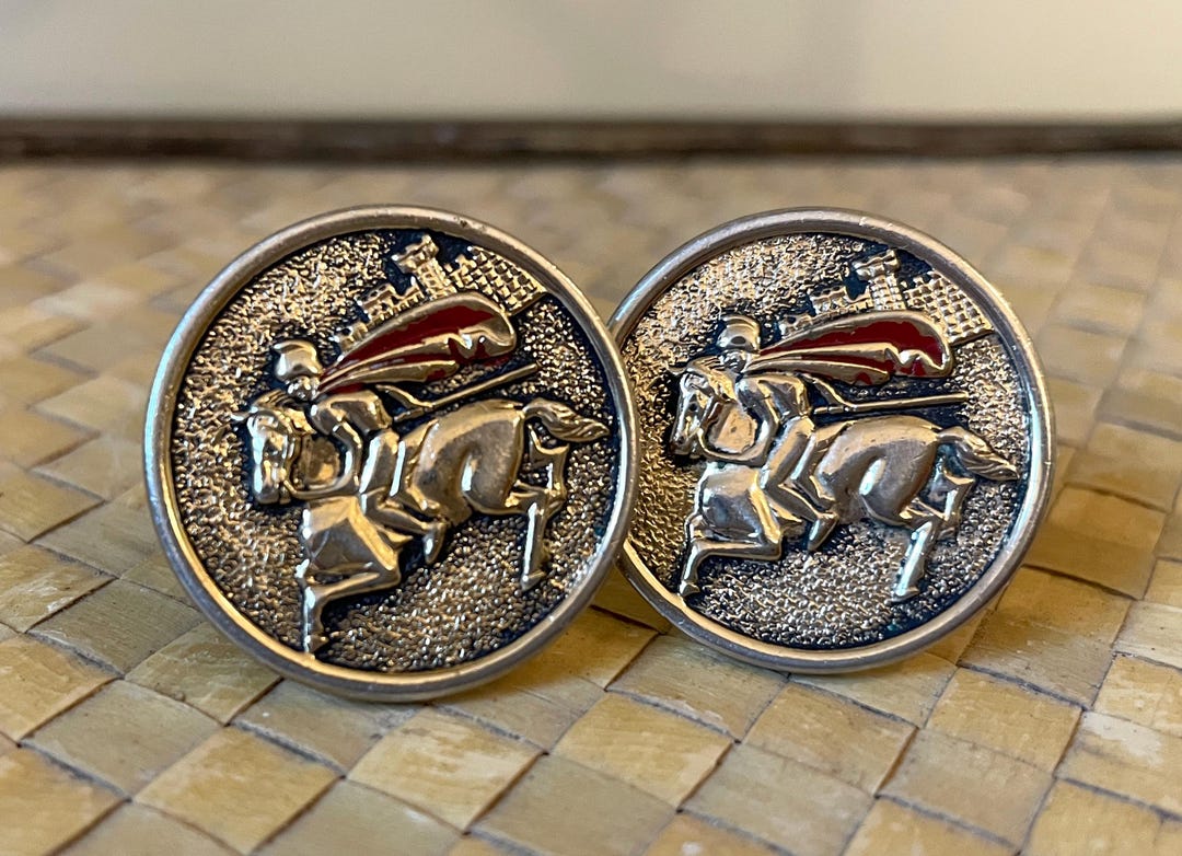 Vintage Swank Knight on Horseback Round Cuff Links Husband Wedding Gift ...