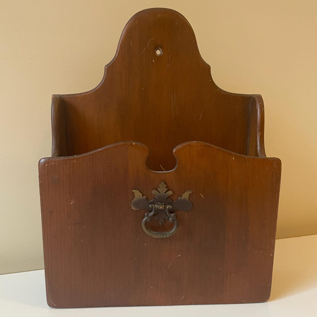 Vintage 1970s Wooden Letter Box Wall Hanging Box Ethan Allen Style ...