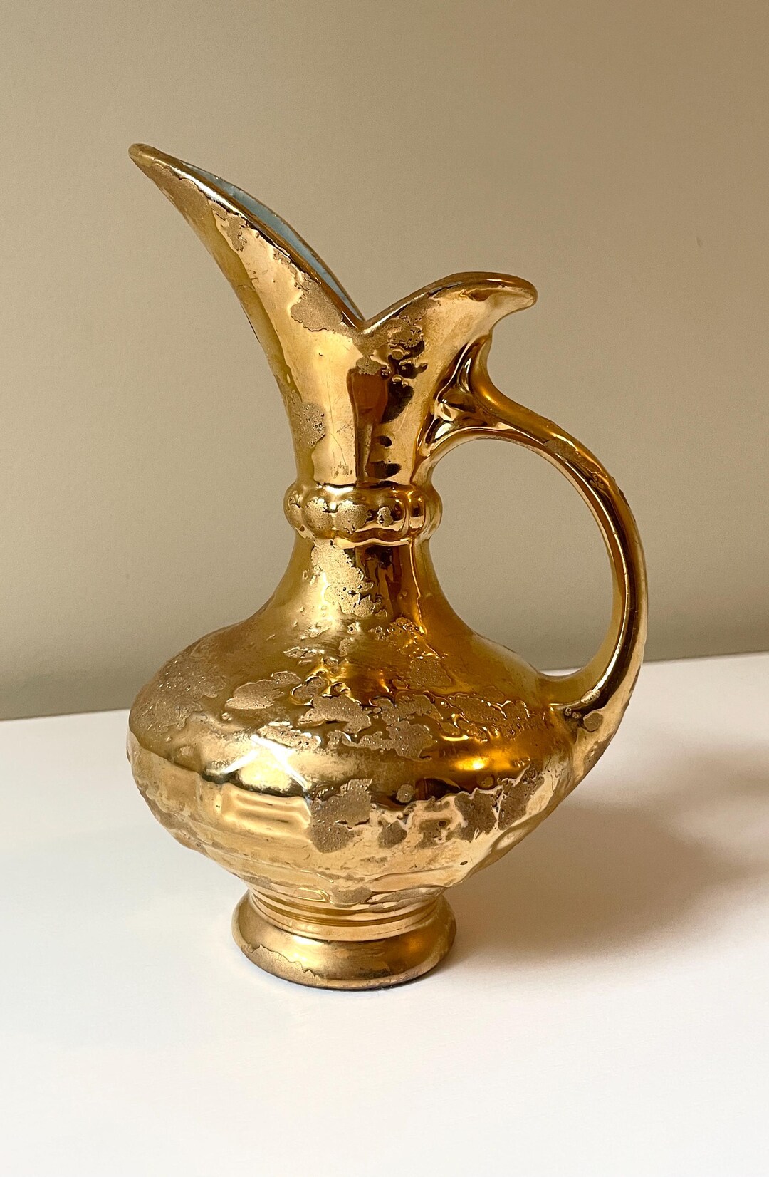 Vintage Savoy China 24K Weeping Gold Pitcher Vase - Etsy