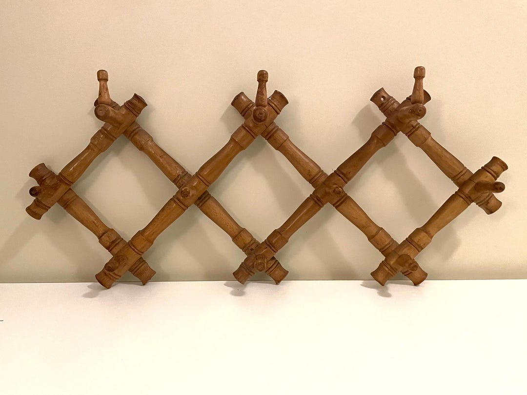 Vintage French Faux Bamboo Wood Expanding Peg Rack - Etsy