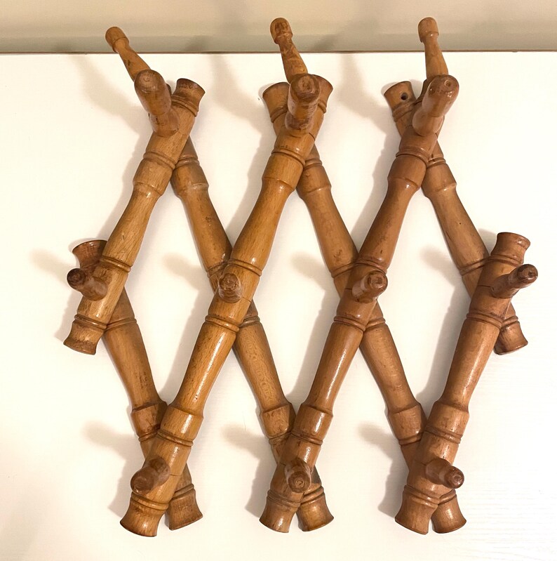 Vintage French Faux Bamboo Wood Expanding Peg Rack - Etsy