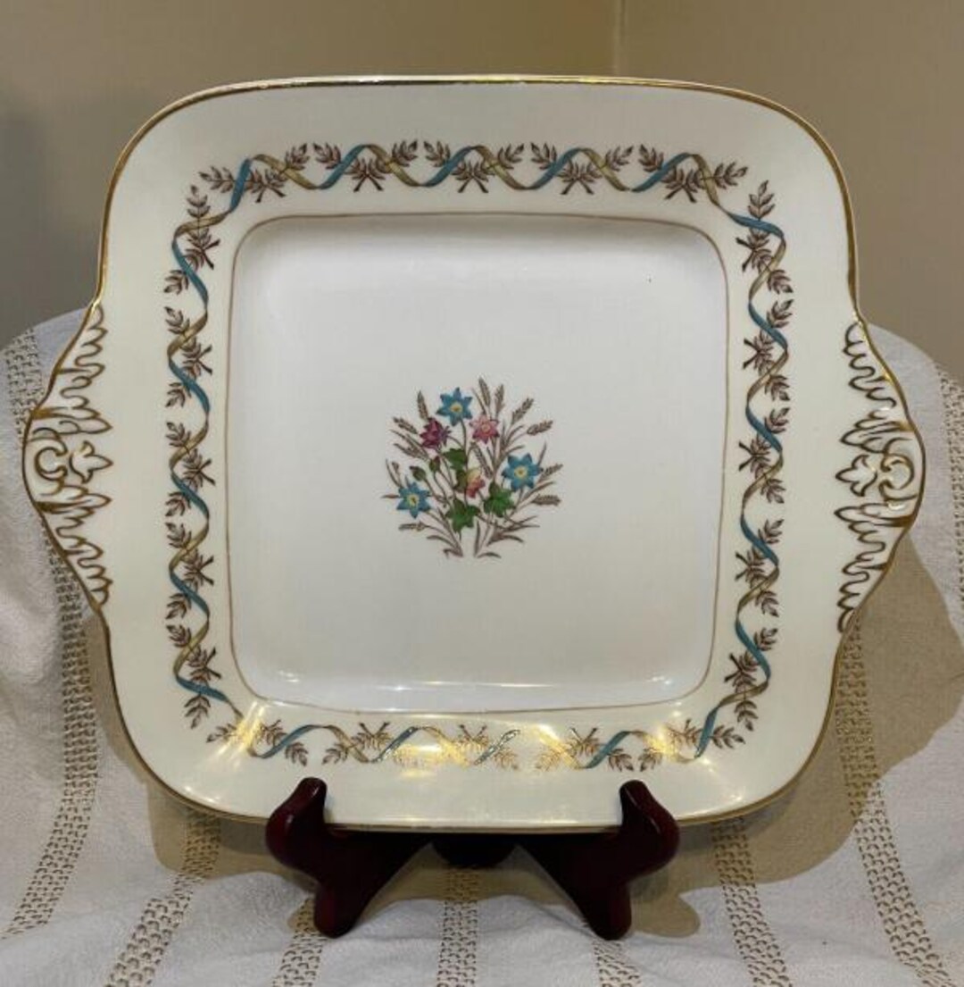 Vintage Wedgwood Sandringham Blue 11 Square Handled Cake Plate - Etsy