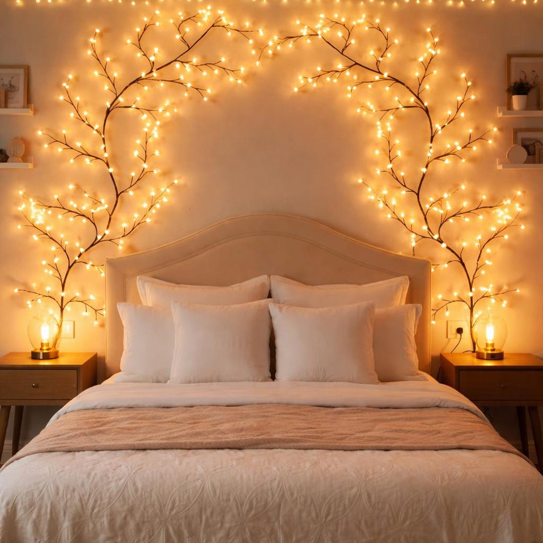 USB Wall Mounted LED Branch Lights Cherry Blossom - Etsy