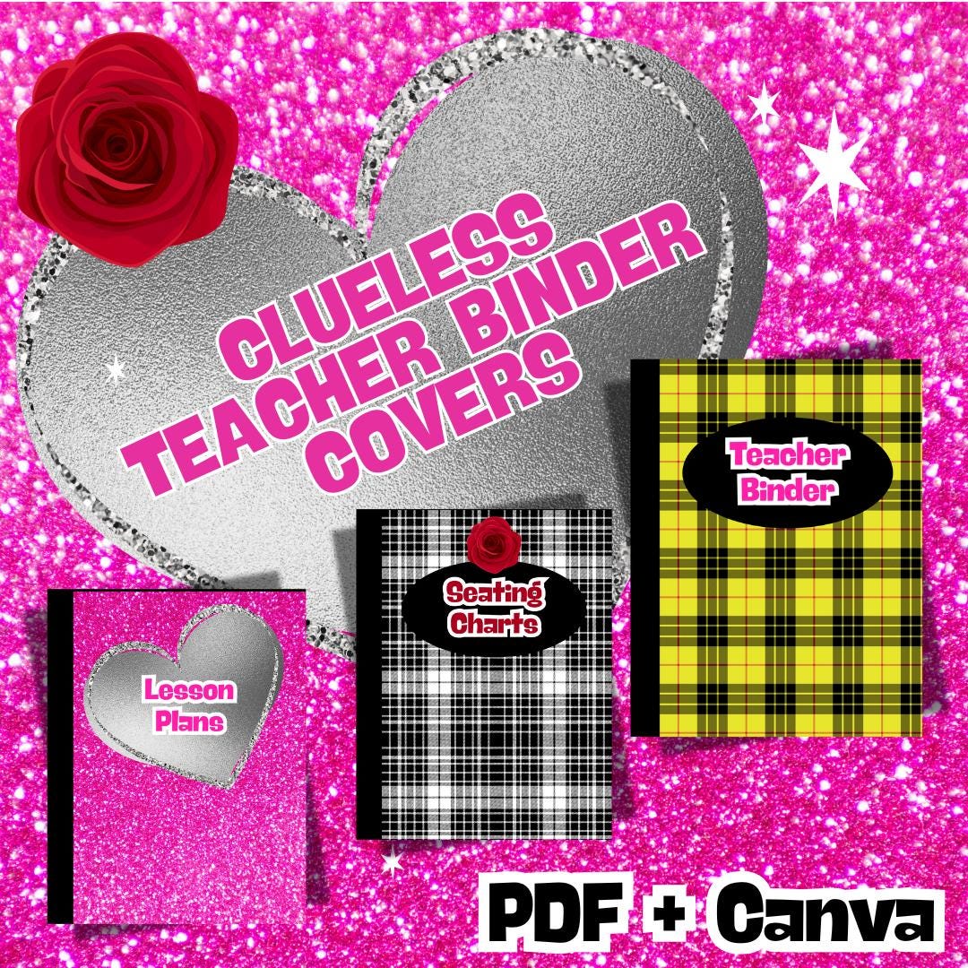 Clueless Themed Teacher Binder Covers 90s Y2K Printable + Editable ...